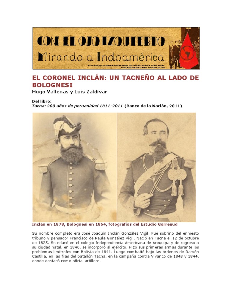 El Coronel Inclán. Por Hugo Vallenas y Luis Zaldívar | PDF | Perú | Militar