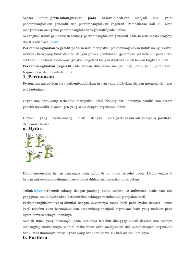 Perkembangbiakan Vegetatif Pada Hewan | PDF | Sains & Matematika