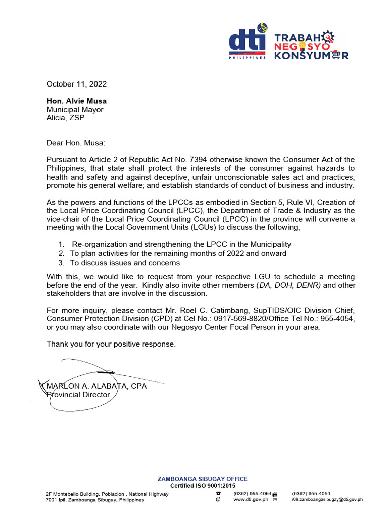 Letter LPCC | PDF | Consumer Protection | Local Government Letter LPCC | PDF | Consumer Protection | Local Government