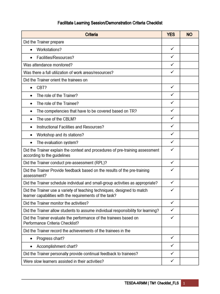 Facilitate Learning Session Checklist - FVM | PDF | Human Communication ...
