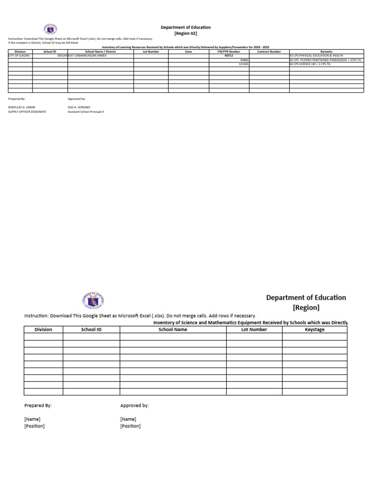 Inventory Of School Equipment Download Free Pdf Microsoft