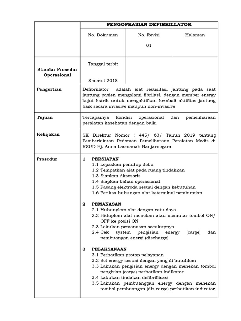 Spo Pengoprasian Defibrillator | PDF