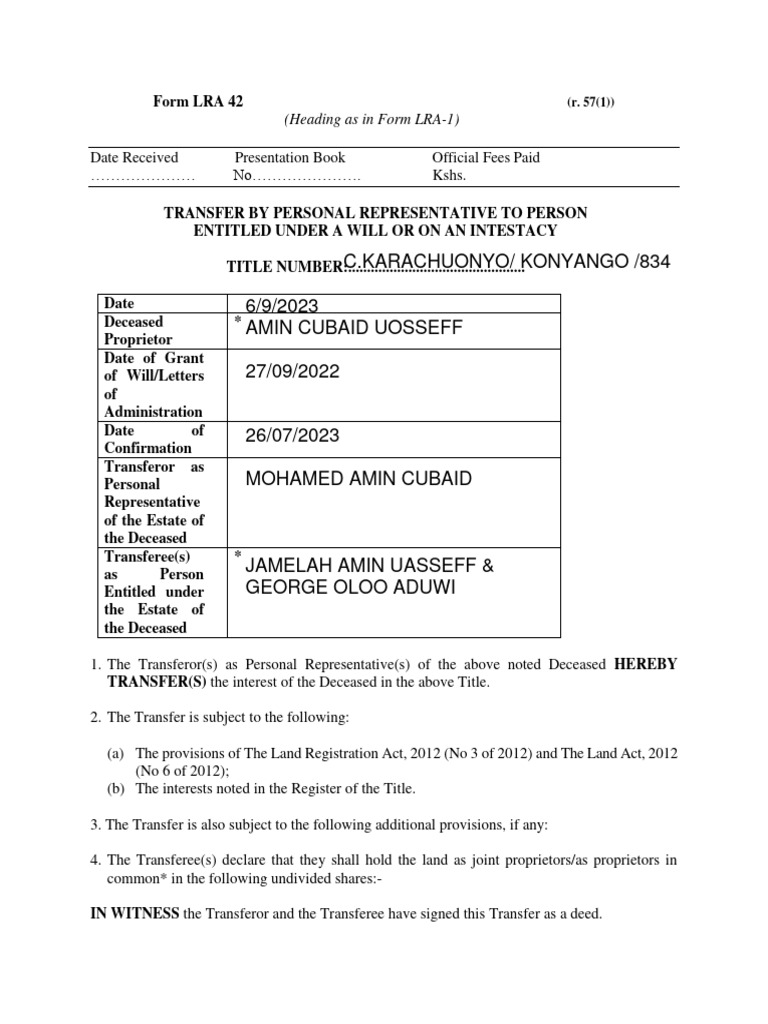 Form LRA 42 | Download Free PDF | Identity Document | Civil Law (Common Law)