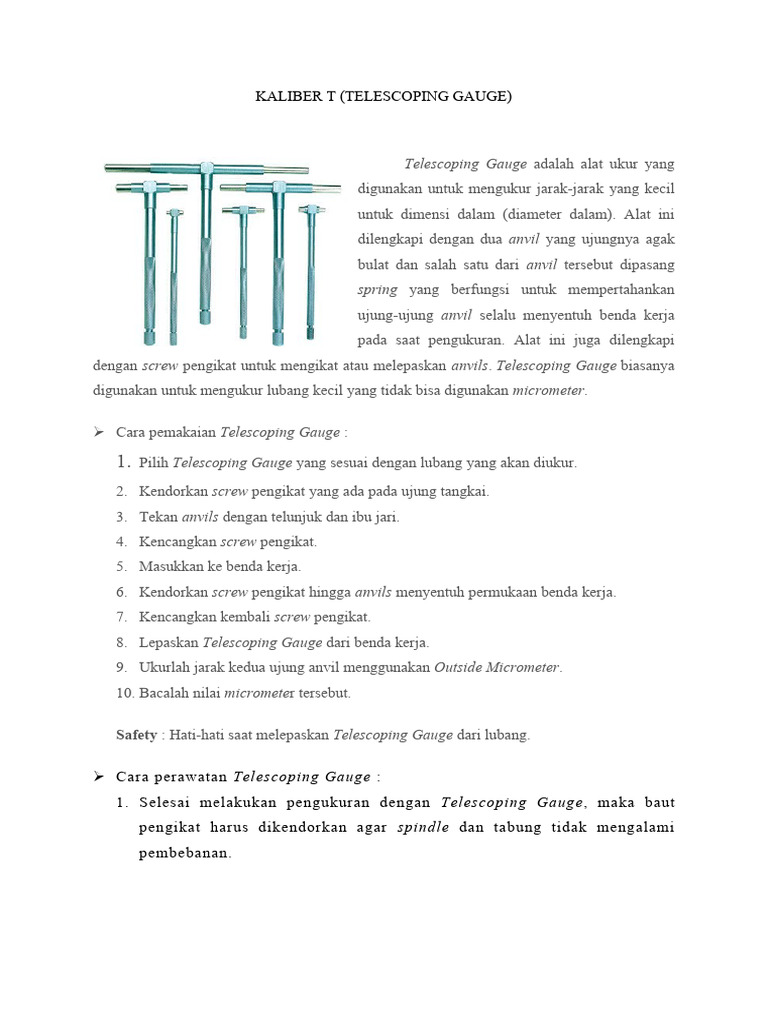 Panduan Penggunaan Telescoping Gauge | PDF