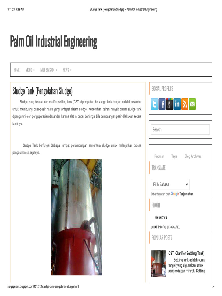 Fungsi dan Definisi Sludge Tank | PDF
