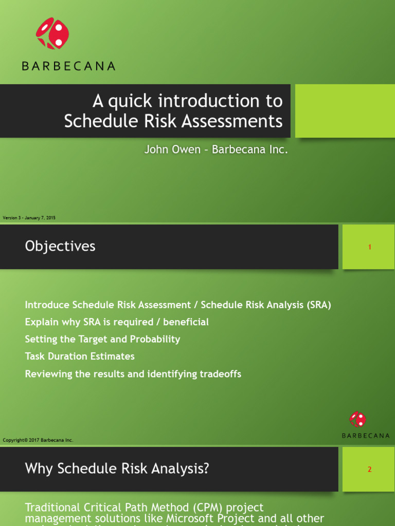 Barbecana A Quick Introduction To Schedule Risk Assessments Pdf Risk Risk Assessment