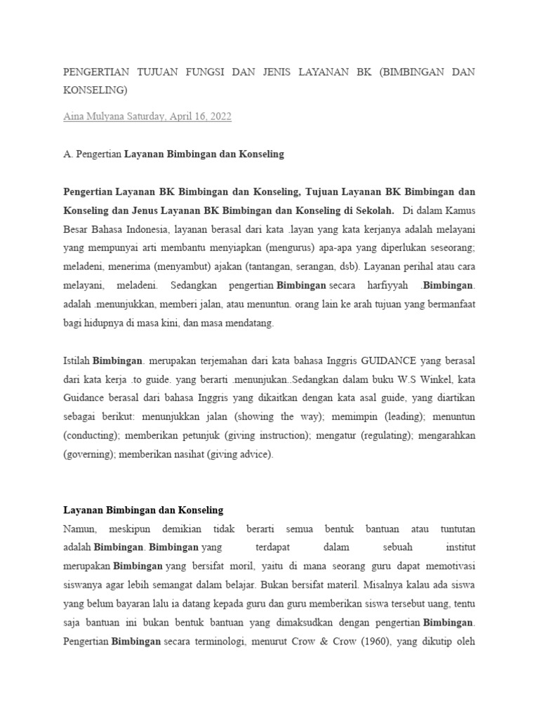 Tujuan dan Fungsi Layanan BK | PDF | Karier & Perkembangan