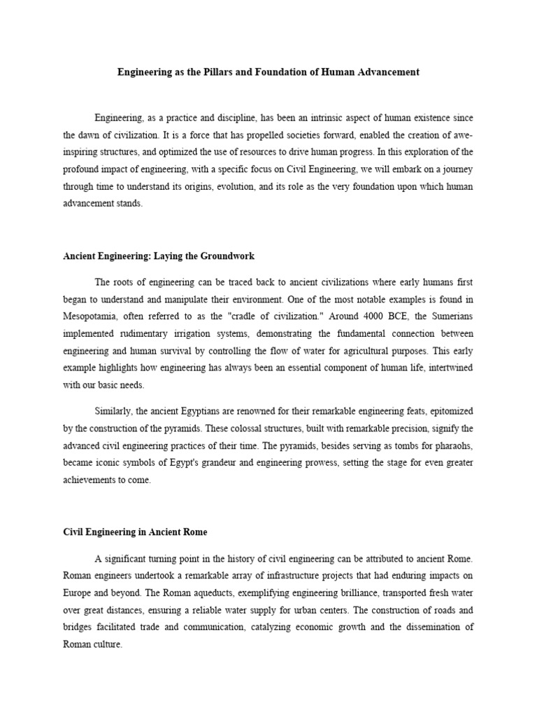 Engineering As The Pillars and Foundation of Human Advancement | PDF ...