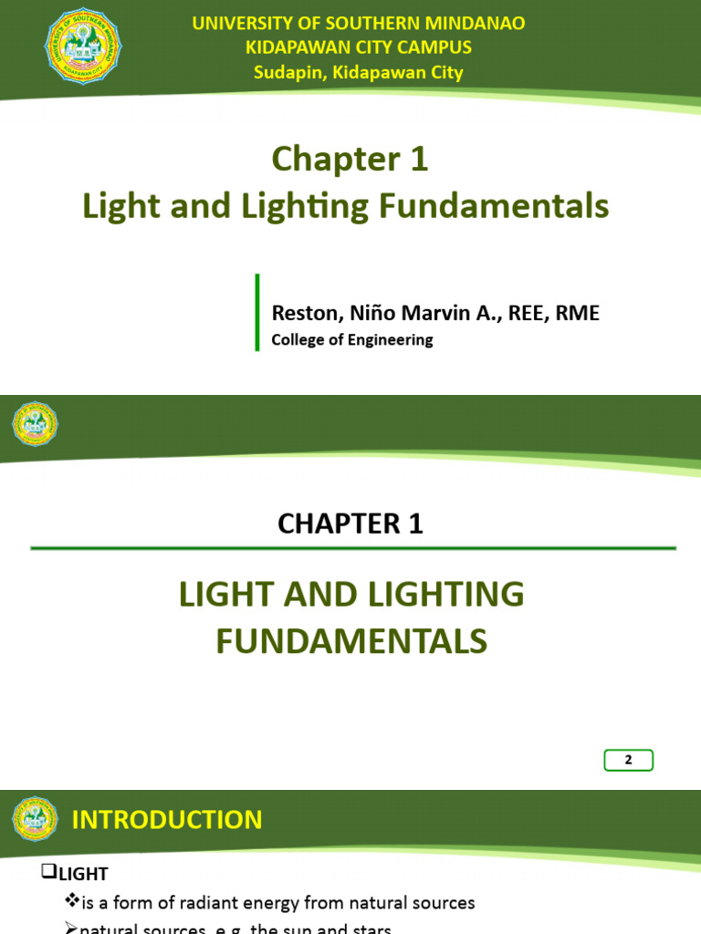 Chapter 1 Light and Lighting Fundamentals | PDF | Incandescent Light Bulb | Lighting
