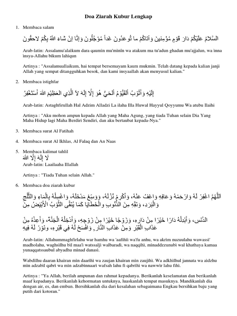 Doa Ziarah Kubur Lengkap | PDF