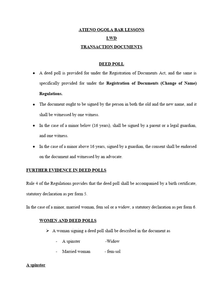 Deed Polls, Contracts, Affidavits, Statutory Declarations & Power of ...