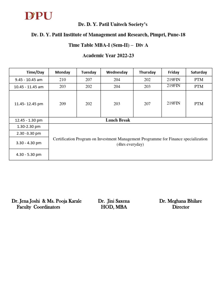(19th - 24th June) Final Time Table For 2022-2023 | PDF | Economies ...