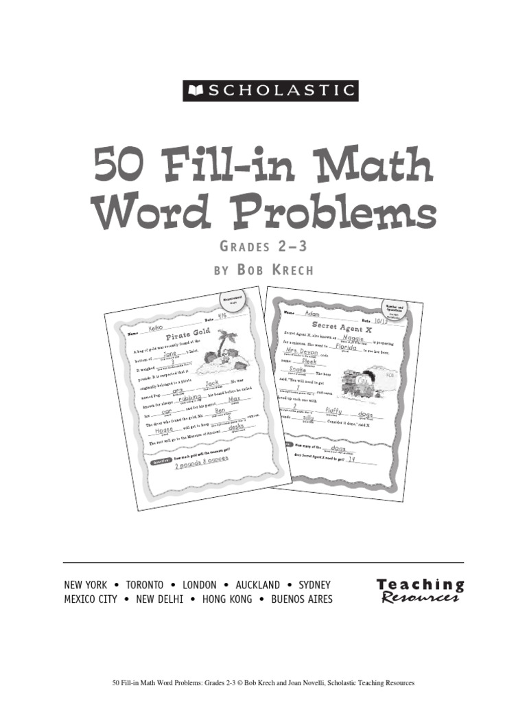50 Fill-In Math Word Problems Grade 2-3 | PDF | Teaching Methods ...