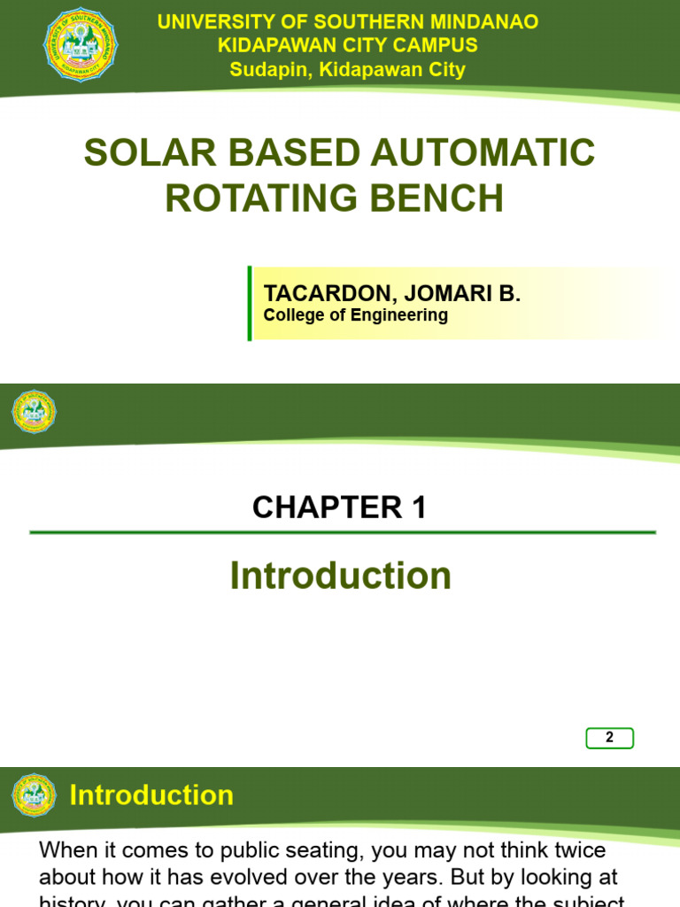 Solar Based Automatic Rotating Bench 1 | PDF | Sensor | Electric Motor