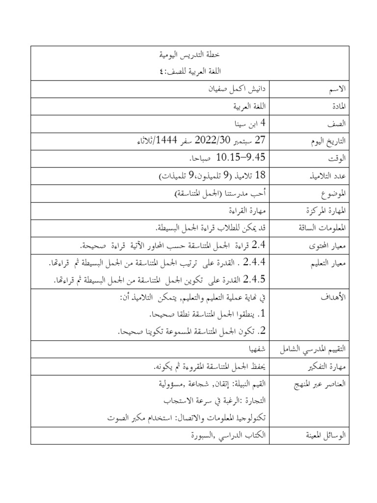 Ba M7 Darjah 4 - Selasa | PDF