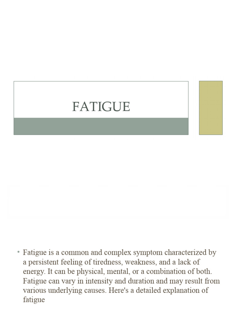 Fatigue | PDF | Chronic Fatigue Syndrome | Sleep