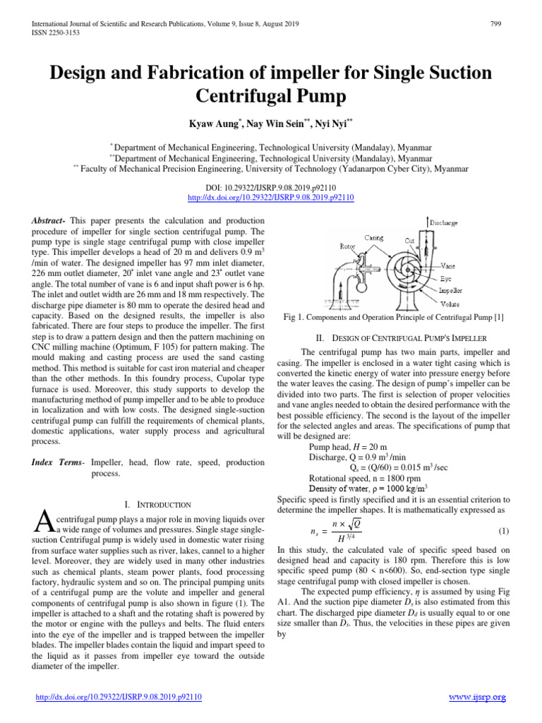 Impeller Design for Centrifugal Pump | PDF | Pump | Chemical Engineering
