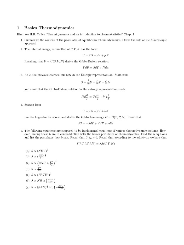 Soft Matter Exercises | PDF | Gases | Thermodynamics