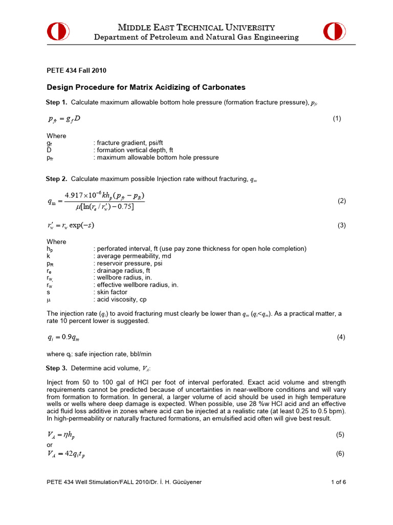 Design of Matrix Acidizing of Carbonates - 2010 | PDF | Hydrochloric ...