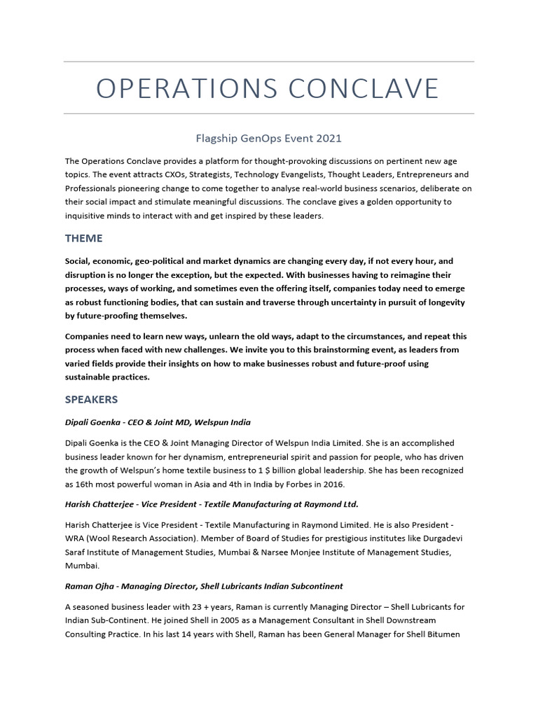 Operations Conclave Draft | PDF | Entrepreneurship | Business