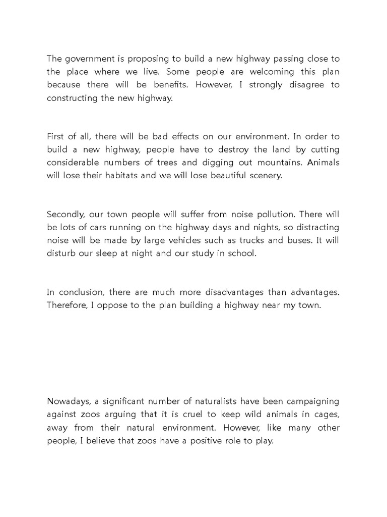 IGCSE - 2nd - Sample Essay | PDF | Zoo | Highway