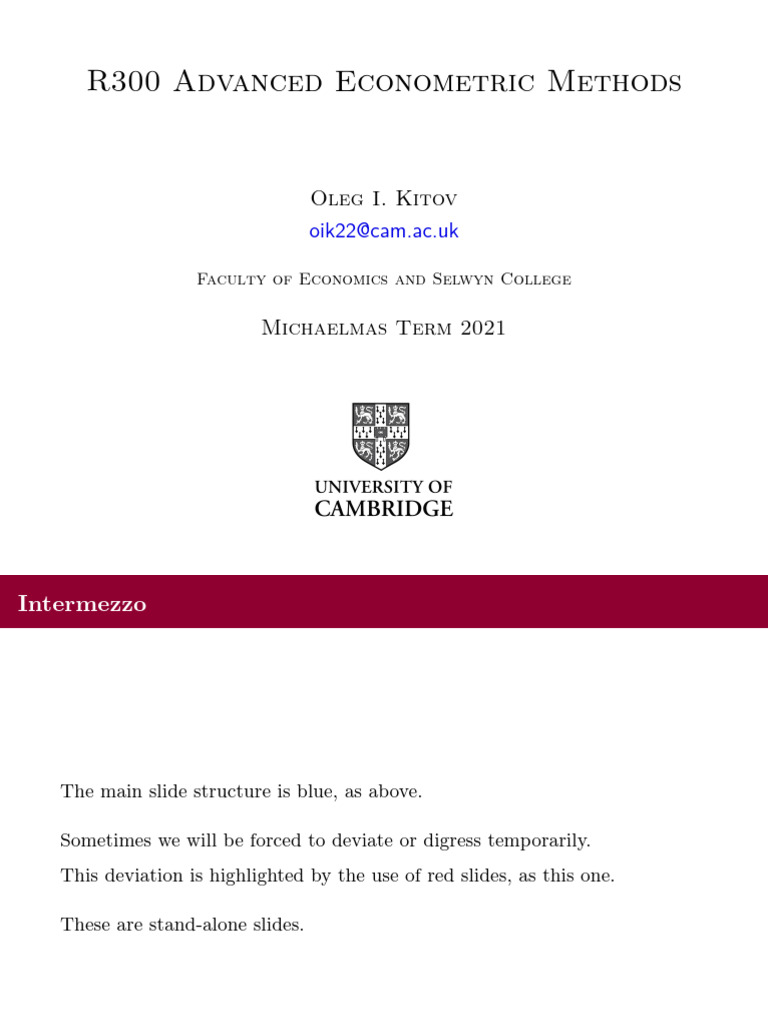 R300 Advanced Econometrics Methods Lecture Slides | PDF | Bias Of An Estimator | Estimator