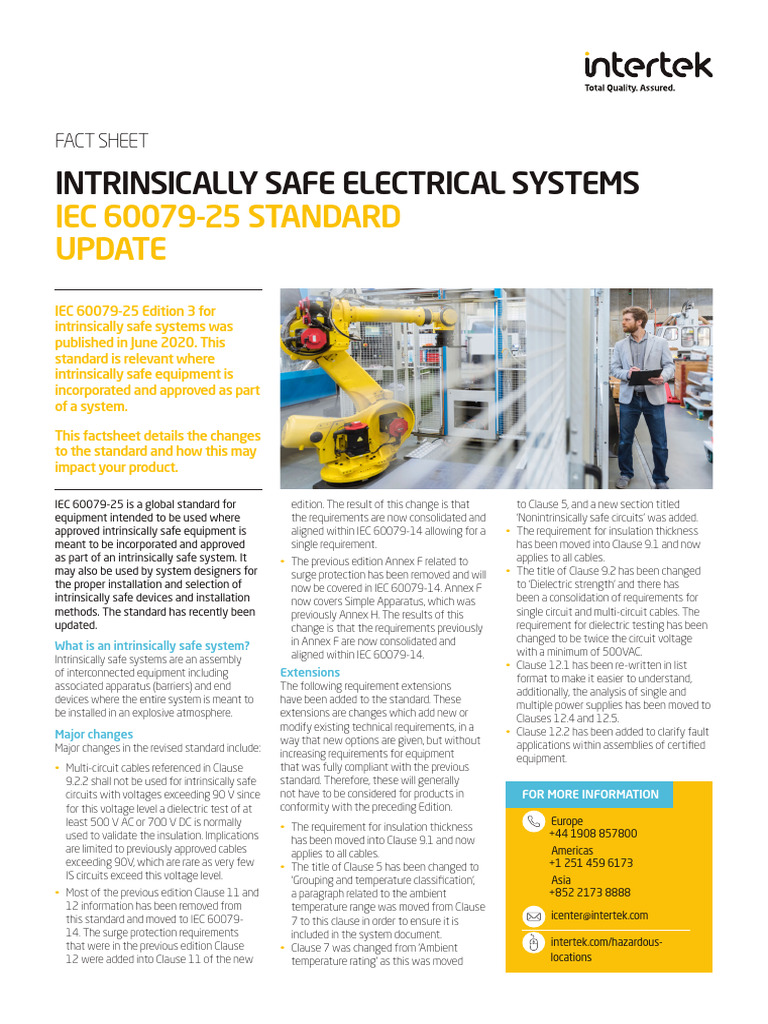 Intertek IEC EN 60079 25 Intrinsically Safe Electrical Systems | Download Free PDF | Electrical ...