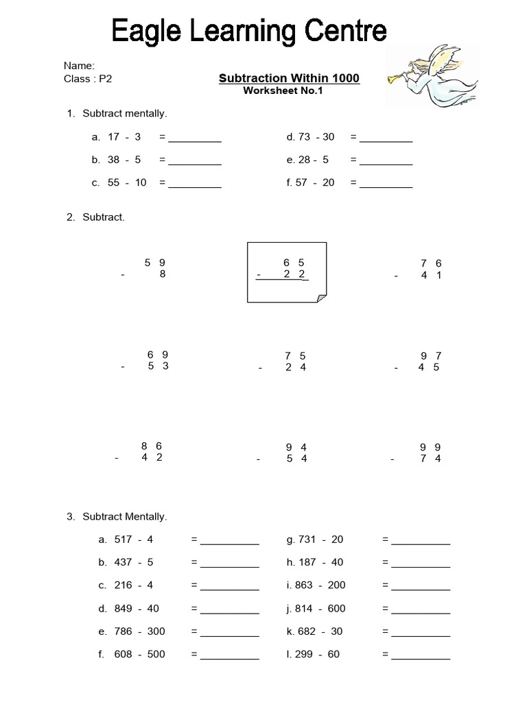 Subtraction Worksheet for Grade 2 | PDF