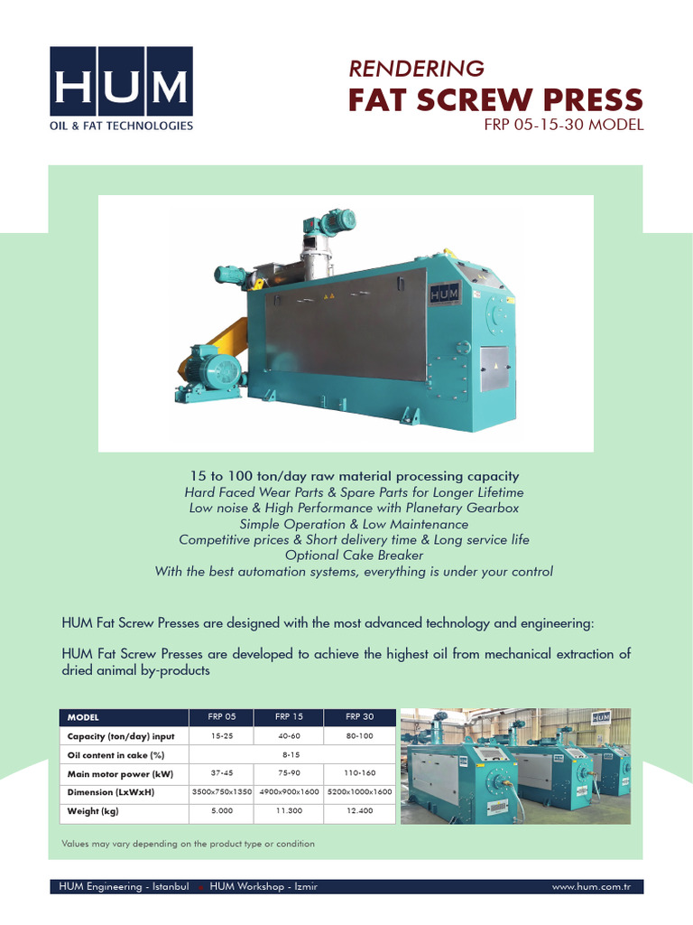 Rendering Fat Screw Press | PDF | Wear | Screw