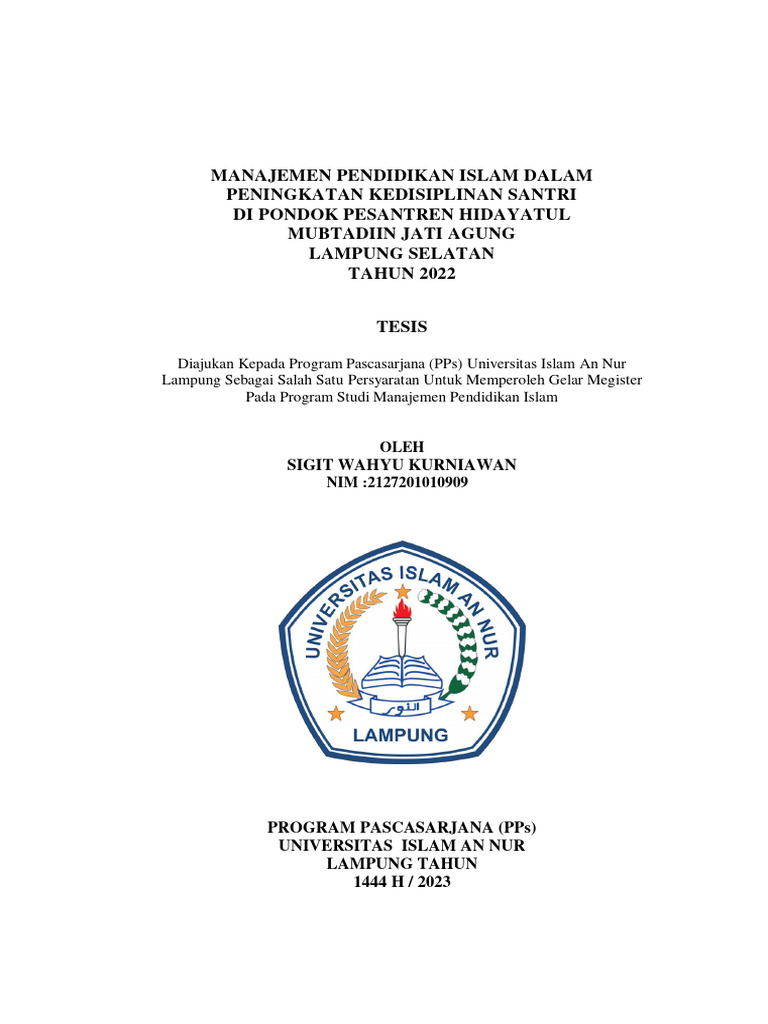 Cover Tesis Sigit | PDF