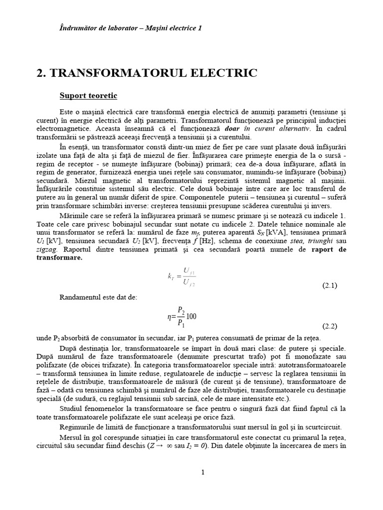 Transformatorul Electric | PDF