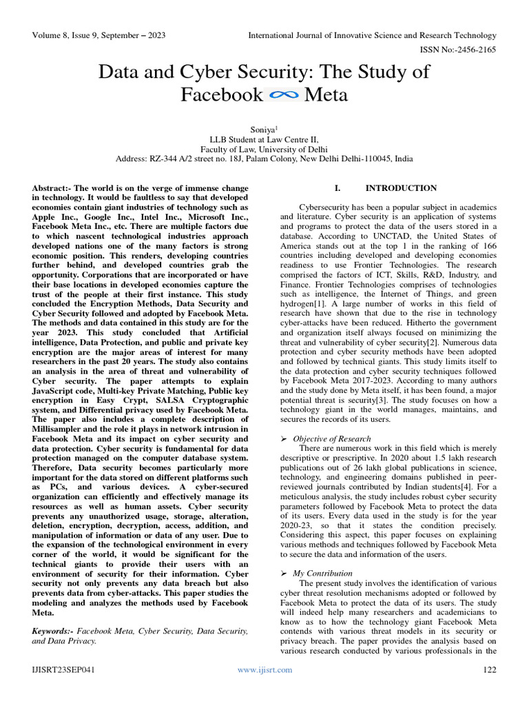Facebook Meta's Cybersecurity Strategies | PDF | Cryptography | World ...