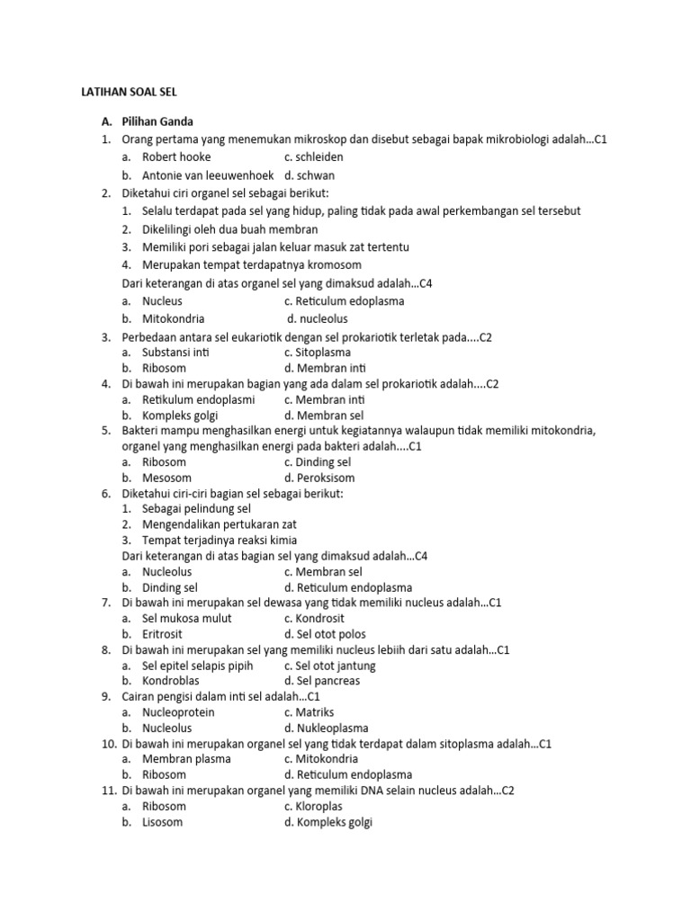 Latihan Soal Sel | PDF