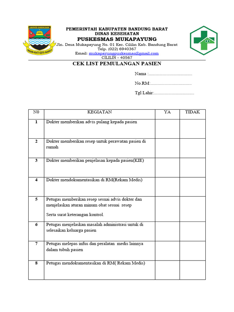 Cek-List-Pemulangan-Pasien MKP | PDF