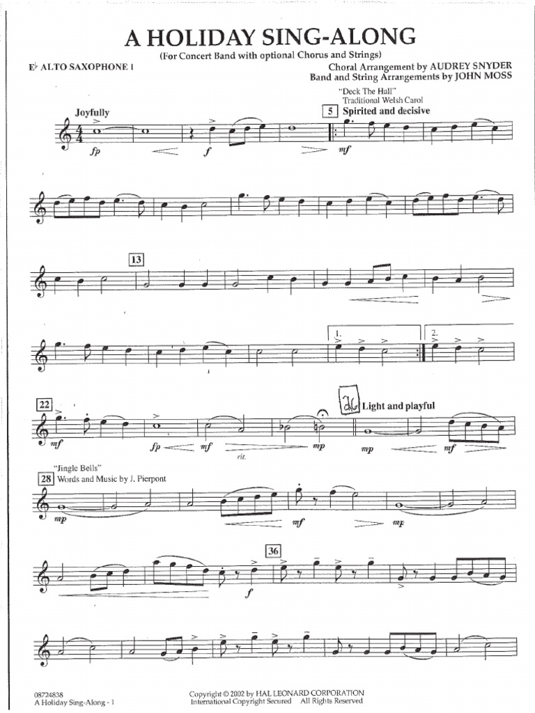 A-Holiday-Sing-Along - Alto Sax 1 | PDF