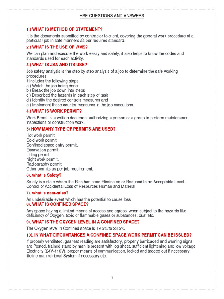 HSE Interview Q&A | PDF | Combustion | Ionizing Radiation