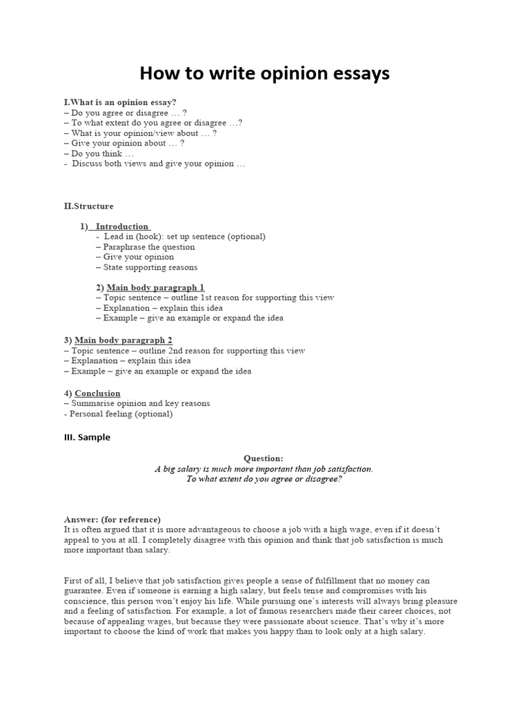 How To Write Opinion Essays | PDF | Essays | Reason