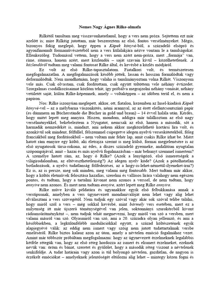 Nemes Nagy Agnes - Rilke-Almafa | PDF