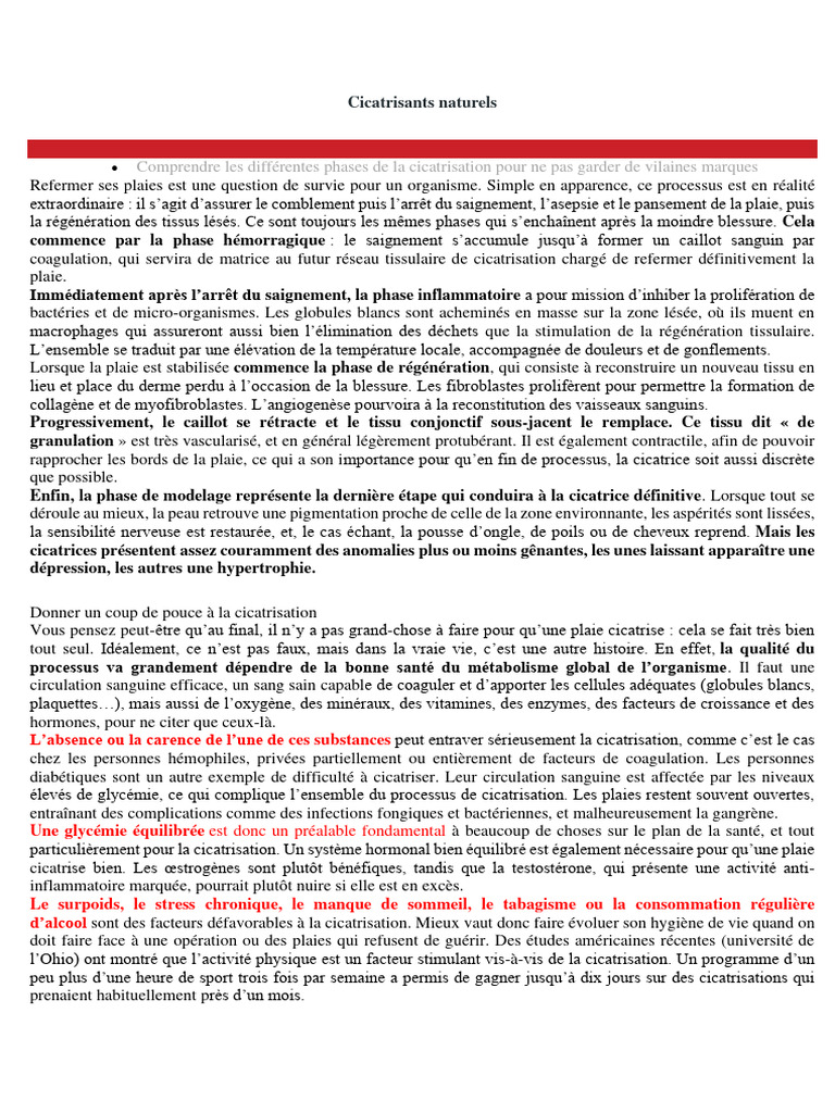 Cicatrisants naturels : Aloe et méthodes efficaces | PDF | Cicatrice | Miel