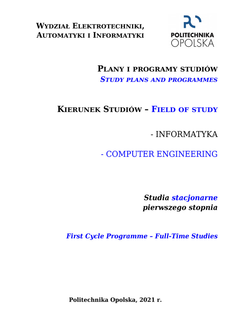 Plan Studiow WEAiI I S 1st-1 | PDF