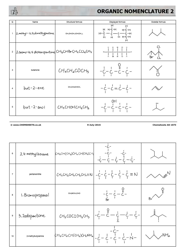11.2 Organic-Nomenclature Practice 2 | PDF | Physical Sciences | Chemistry