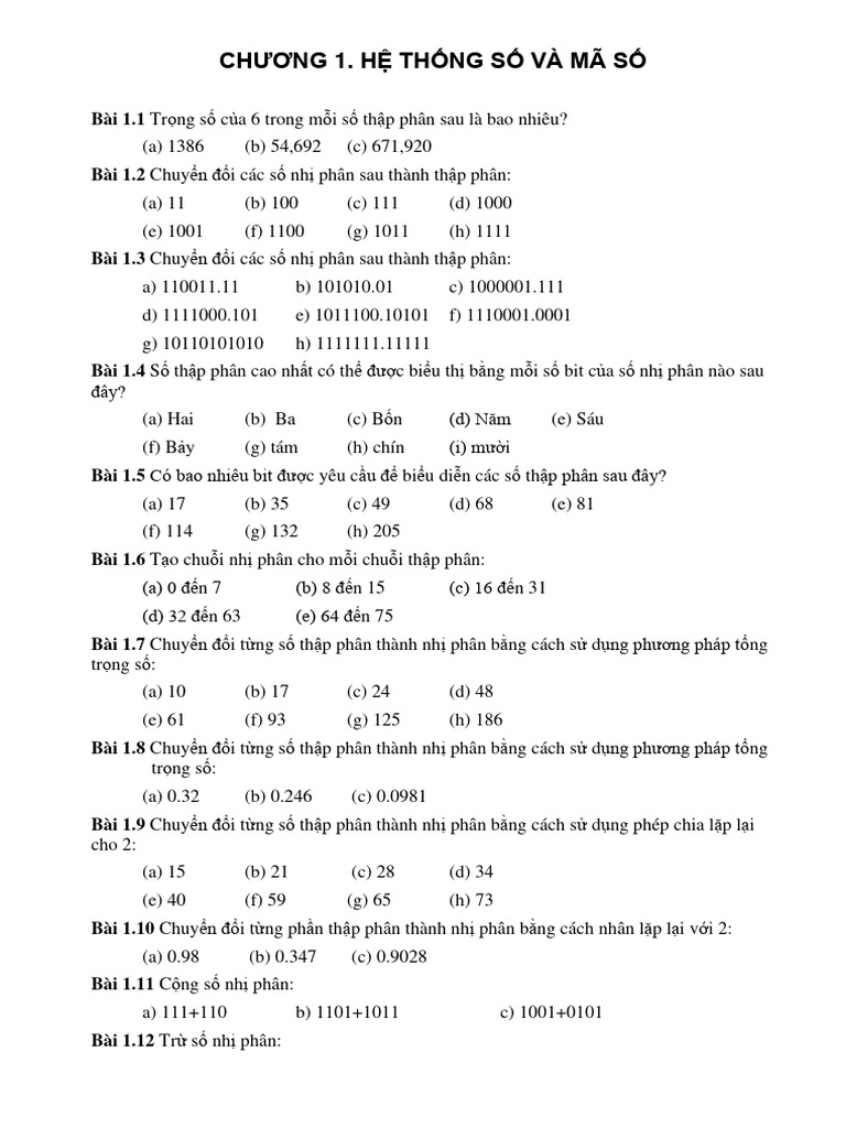 Chương 1. Hệ Thống Số Và Mã Số | PDF