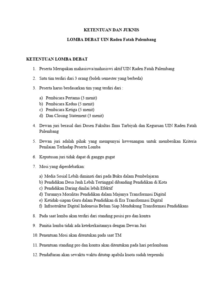 Aturan Lomba Debat-1 | PDF