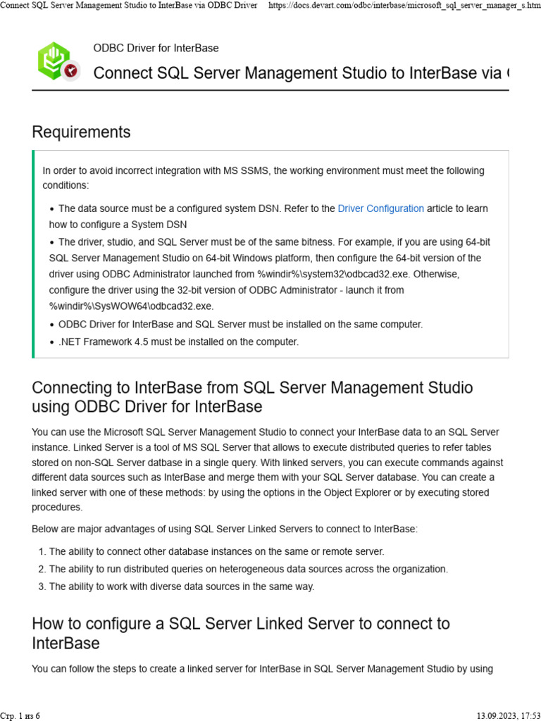 Connect SQL Server Management Studio To InterBase Via ODBC Driver | PDF | Microsoft Sql Server | Sql
