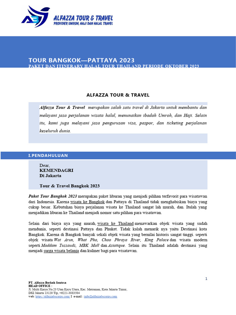 Bangkok Proposal Penawaran Kemendagri Okt2023 | PDF