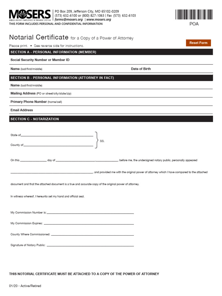 Notarial Certificate for Power of Attorney | PDF | Power Of Attorney ...