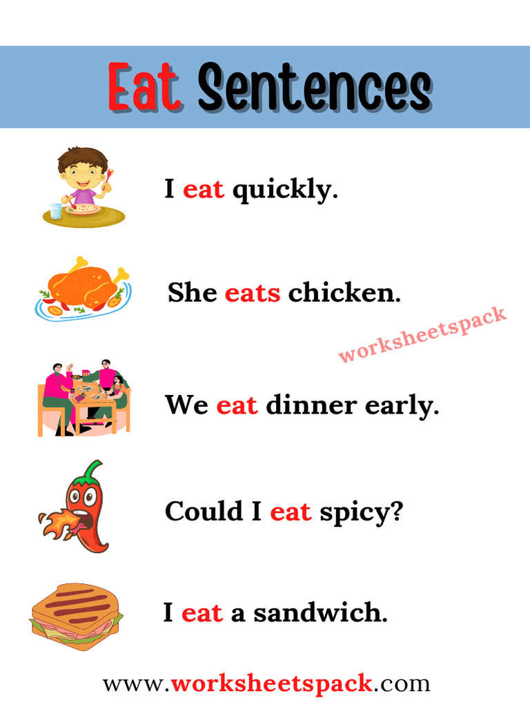 Action Words: Eat Sentences for Kids | PDF