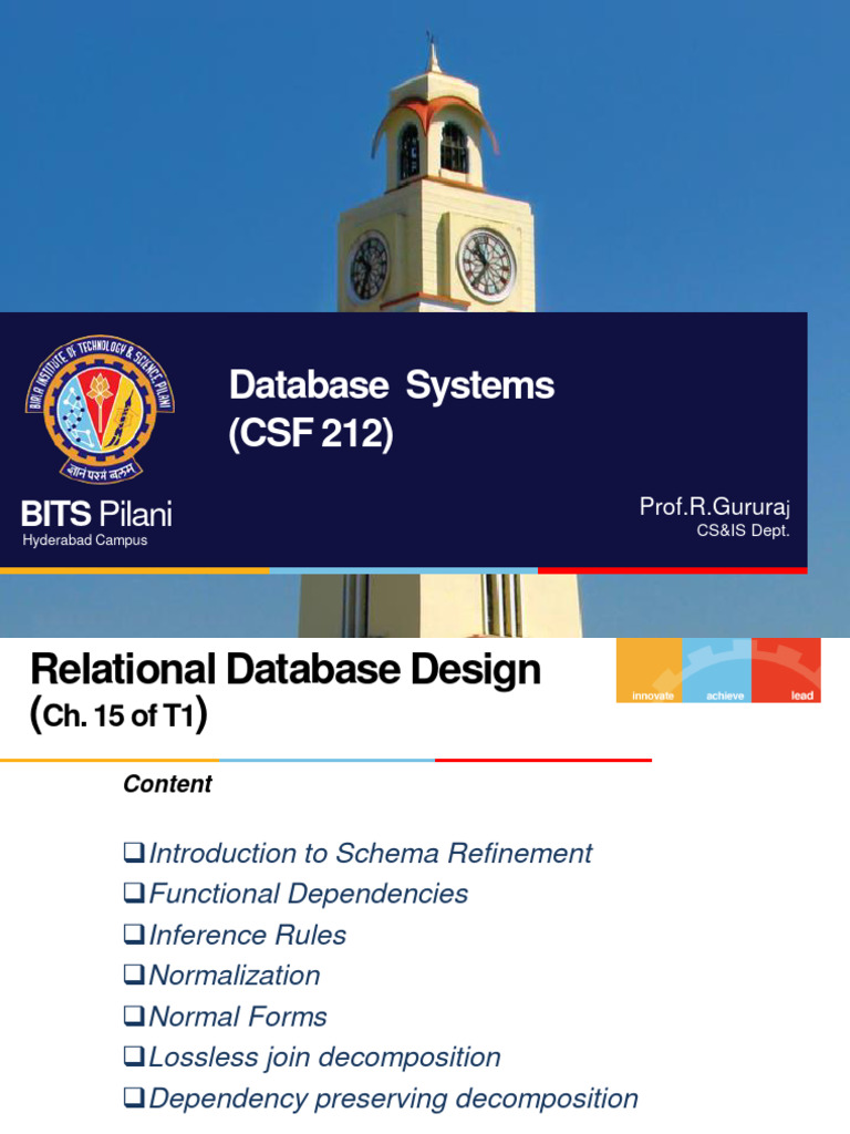 7-DBDesign (Schema Refinement) | PDF | Relational Model | Databases