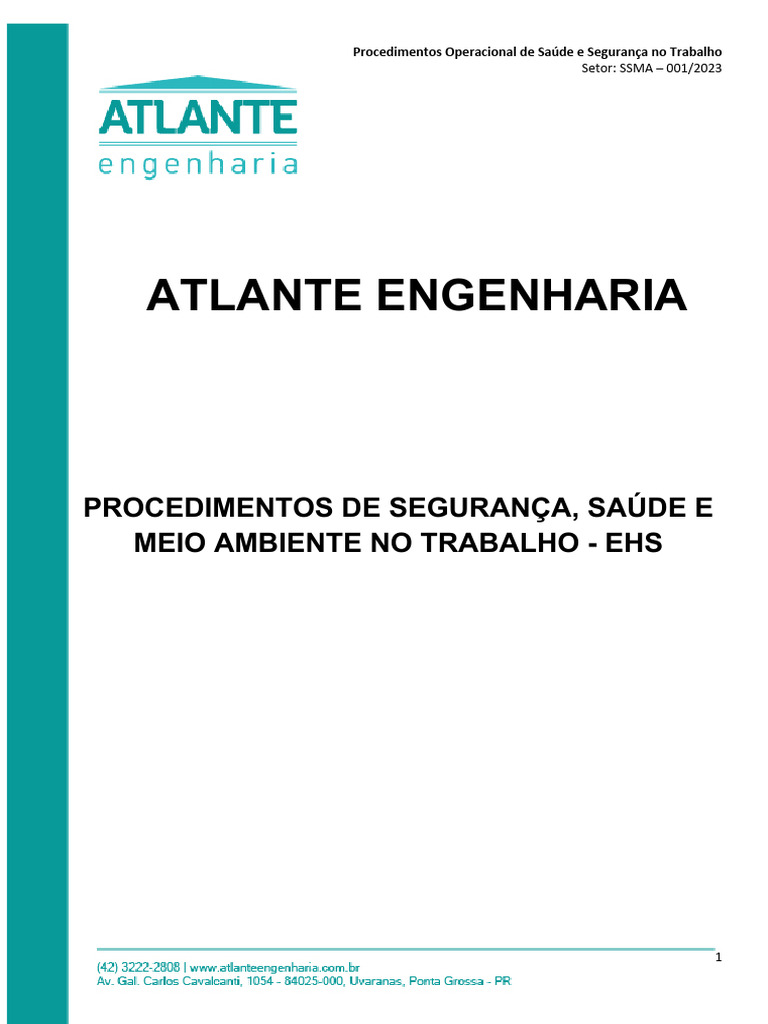Manual de Procedimentos - Ehs - Procediemnto Operacional - Po 001 | PDF