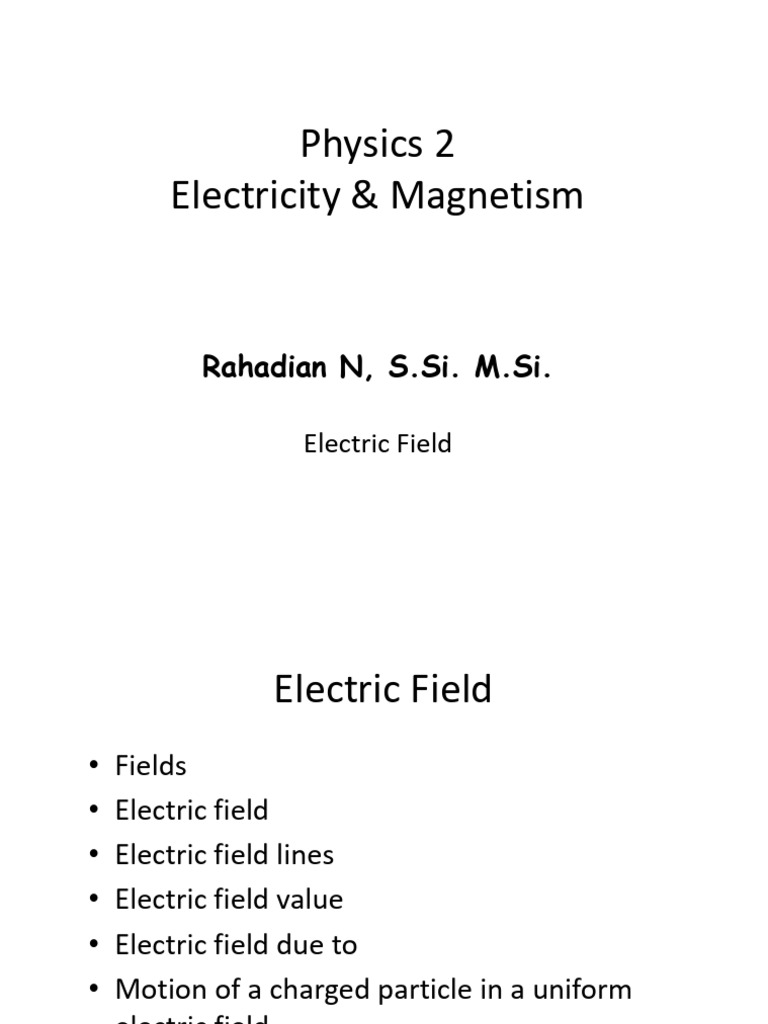 Electric Field Pdf Electric Field Physics